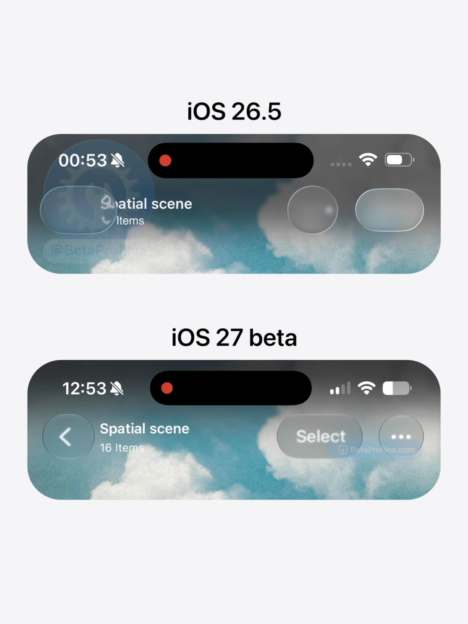 iOS 26 vs iOS 27 battery icon - Beta Profiles